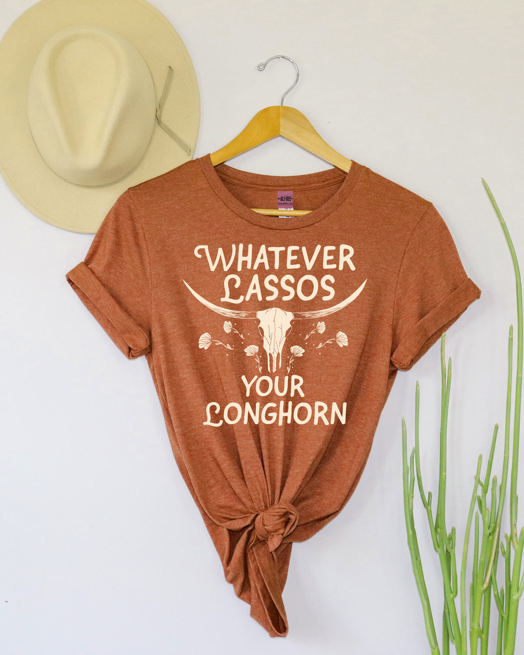 Whatever Lassos Your Longhorn Tee - Heather Autumn – Ali Dee Wholesale