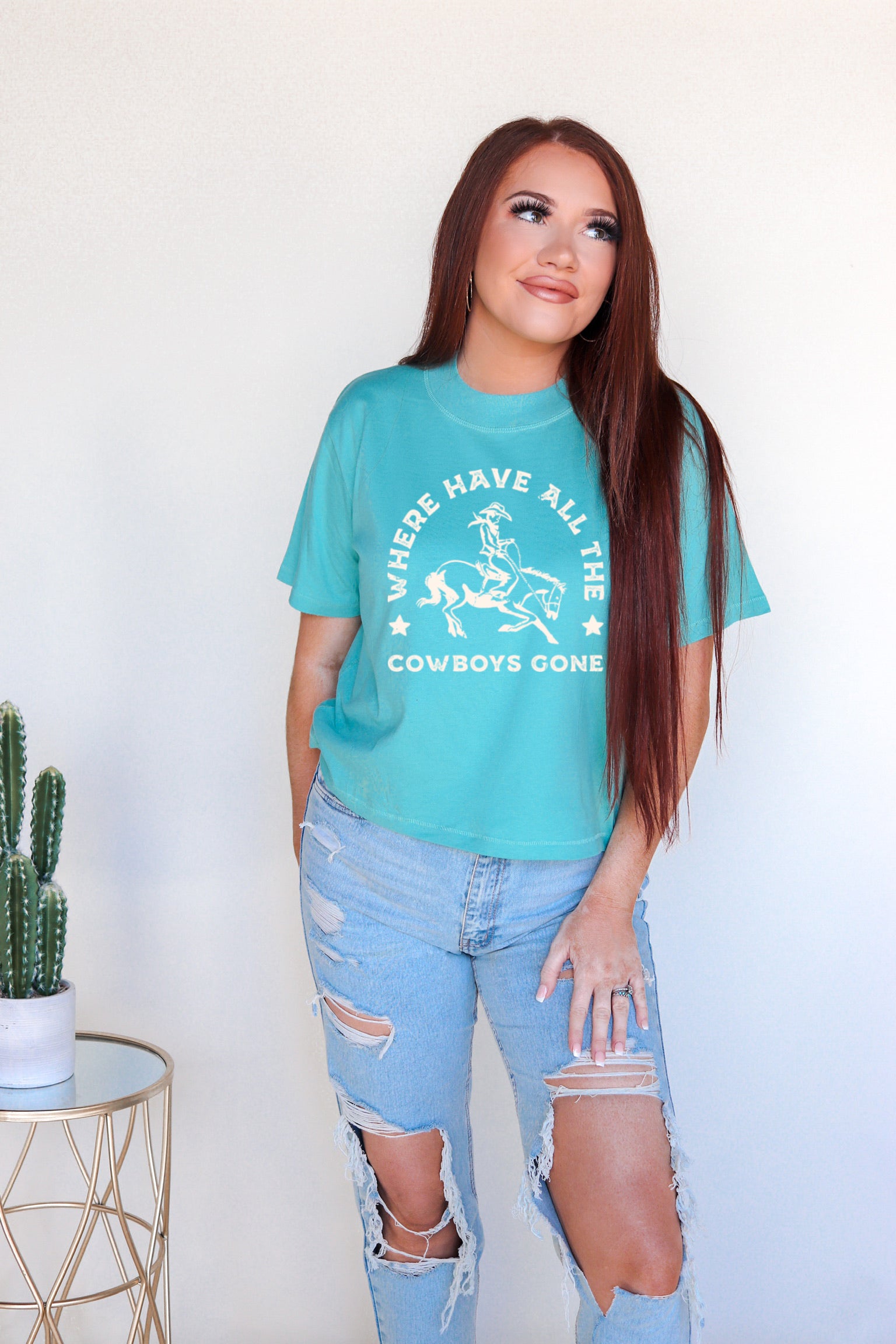 Where Have All The Cowboys Gone Western Graphic Modern Crop Tee - Salt ...